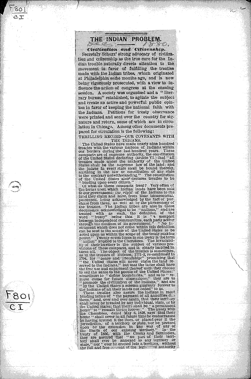 Indian problem | Newspaper Article/Clipping | Wisconsin Historical Society