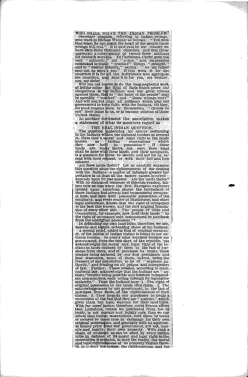 Indian problem | Newspaper Article/Clipping | Wisconsin Historical Society