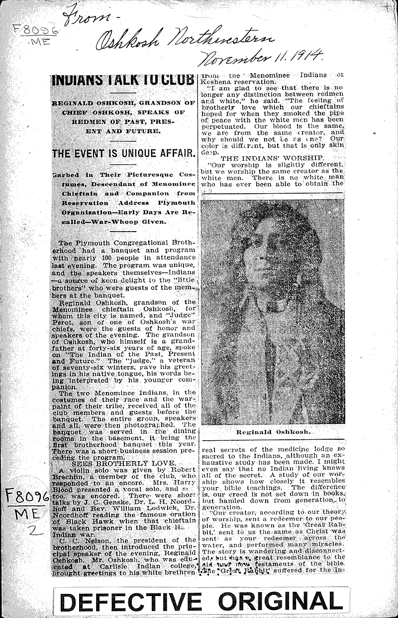 Indians talk to club | Newspaper Article/Clipping | Wisconsin ...