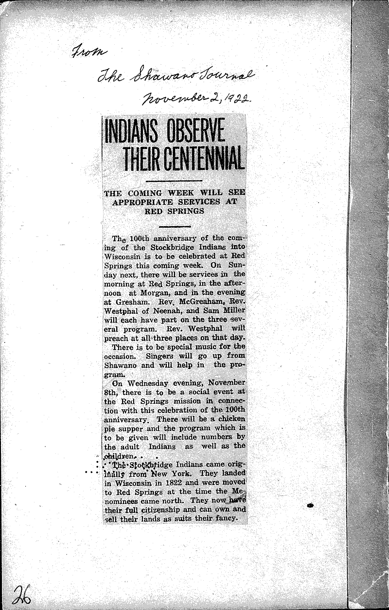 Indians observe their centennial | Newspaper Article/Clipping ...
