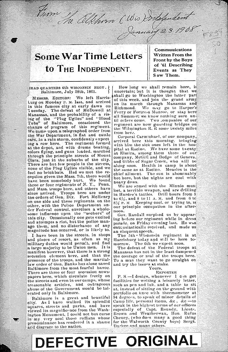 Some war time letters | Newspaper Article/Clipping | Wisconsin ...