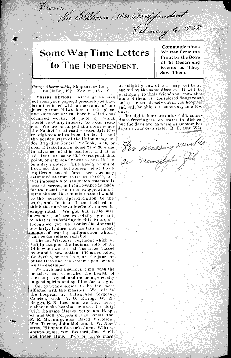 Some war time letters | Newspaper Article/Clipping | Wisconsin ...