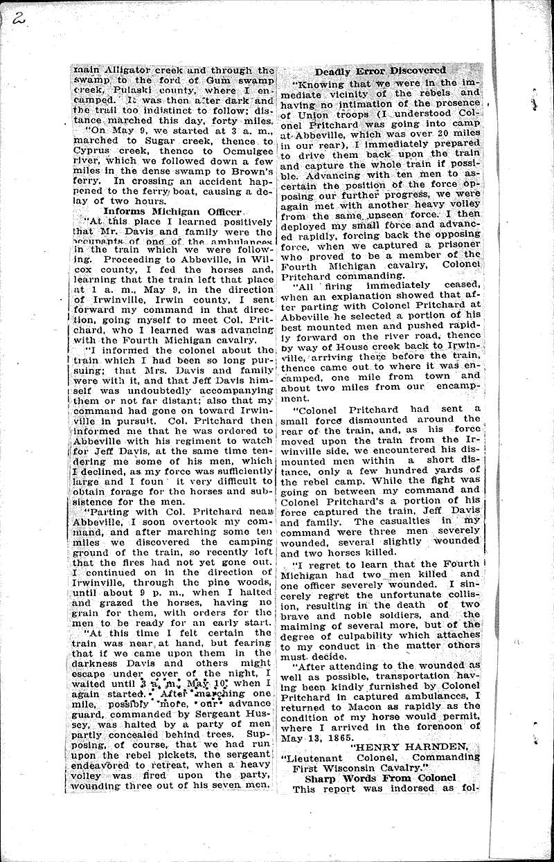 Racine man aided in the capture of Jeffereson Davis | Newspaper Article ...