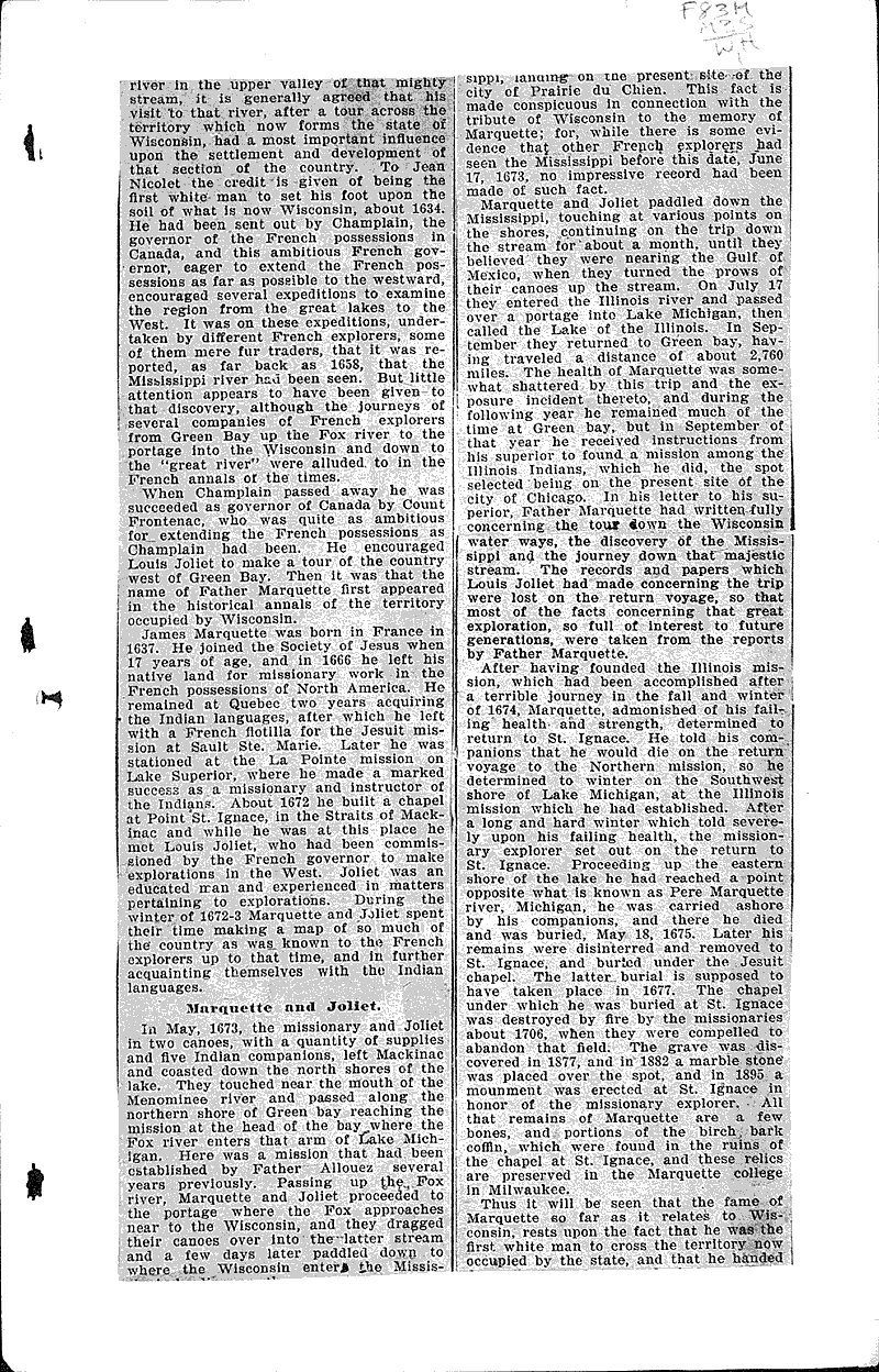 What Marquette did | Newspaper Article/Clipping | Wisconsin Historical ...