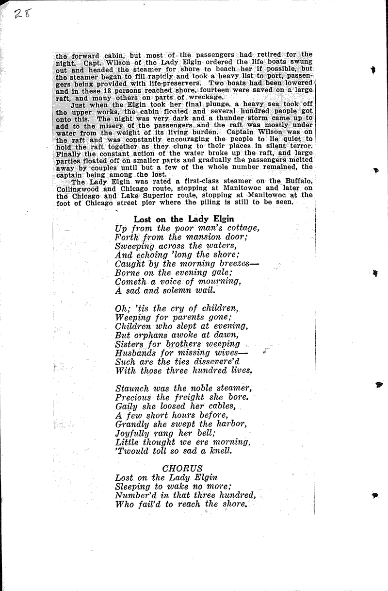 Anniversary of Lady Elgin disaster | Newspaper Article/Clipping ...