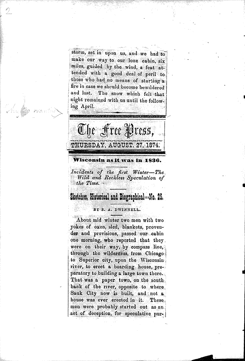 Enter Wisconsin territory | Newspaper Article/Clipping | Wisconsin ...